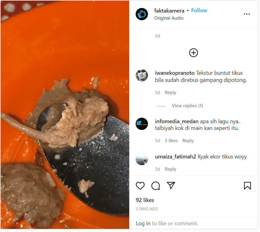 Wanita jijik jumpa tikus dalam bakso