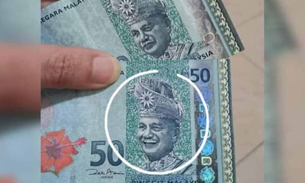 Muka Agong tersenyum di atas duit kertas RM50, tulen atau palsu?